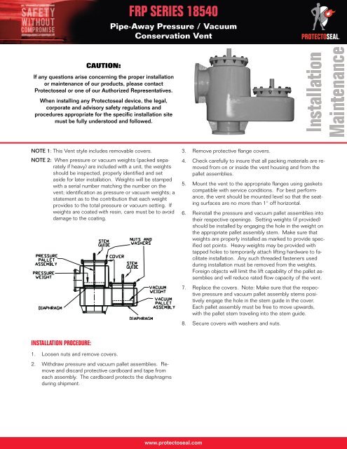 FRP Series 18540 Pipe-Away Pressure / Vacuum Conservation Vent