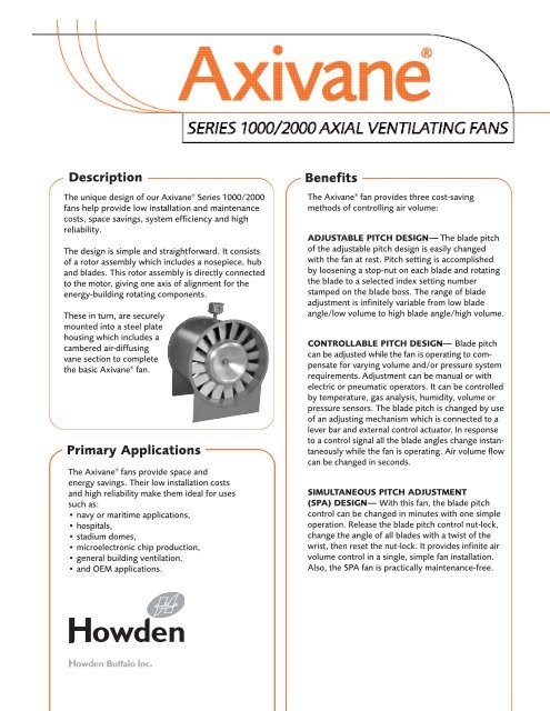 Description Benefits Primary Applications - Howden