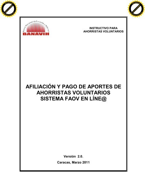 AFILIACIÓN Y PAGO DE APORTES DE AHORRISTAS VOLUNTARIOS SISTEMA FAOV EN ...