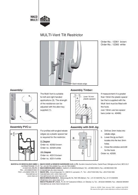 Maco Multi Vent Restrictor - Titon