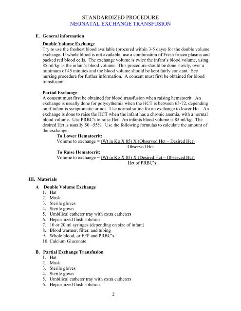 STANDARDIZED PROCEDURE NE