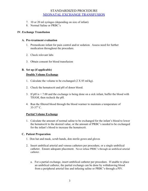 STANDARDIZED PROCEDURE NE