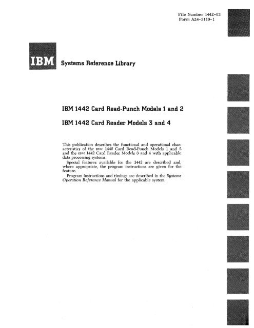 Systems Reference Library IBM 1442 Card Read-Punch ... - Bitsavers