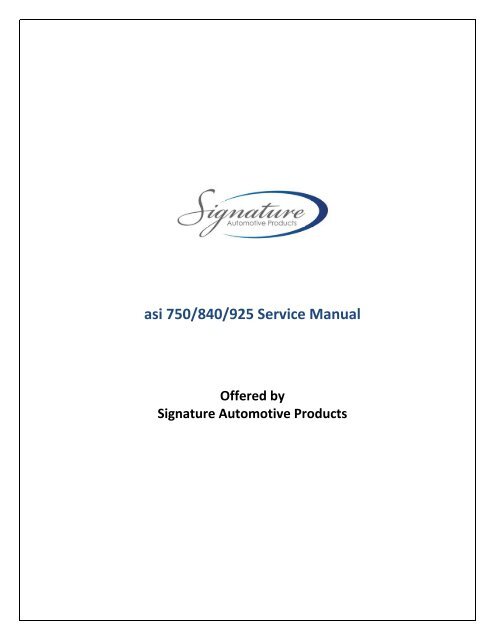 asi service manual - Signature Sunroof