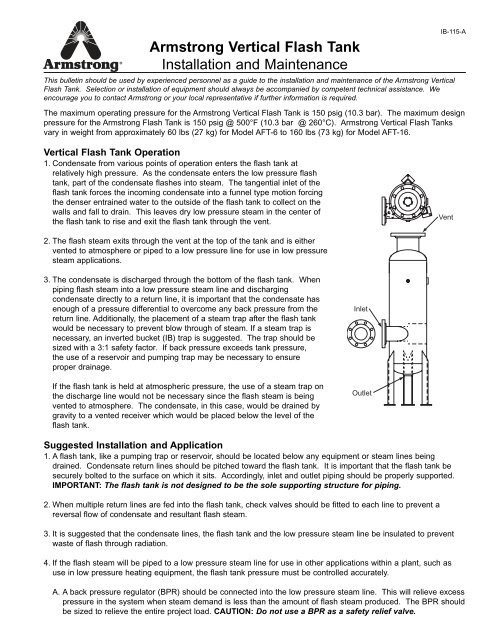 Armstrong Vertical Flash Tank Installation and Maintenance