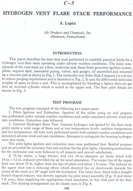 Hydrogen Vent Flare Stack Performance