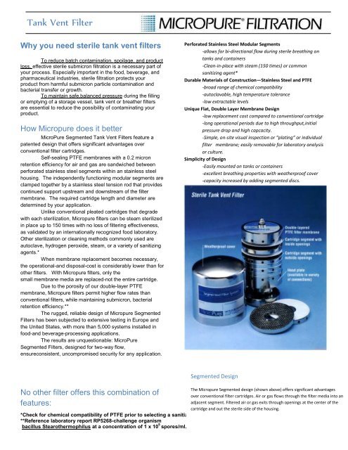 Tank Vent Filter - MicroPure Filtration