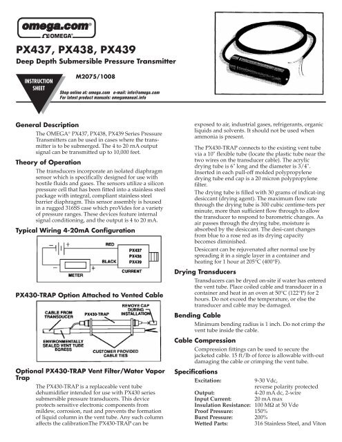 Pressure Transmitter Submersible - Omega Engineering