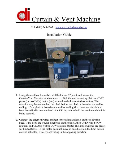Curtain & Vent Machine - Diversified Imports