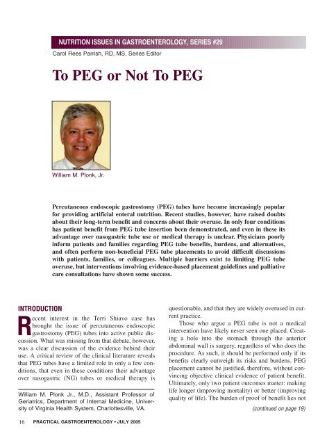 Percutaneous Endoscopic Gastrostomy Peg A Practical Gastrostomy Tube