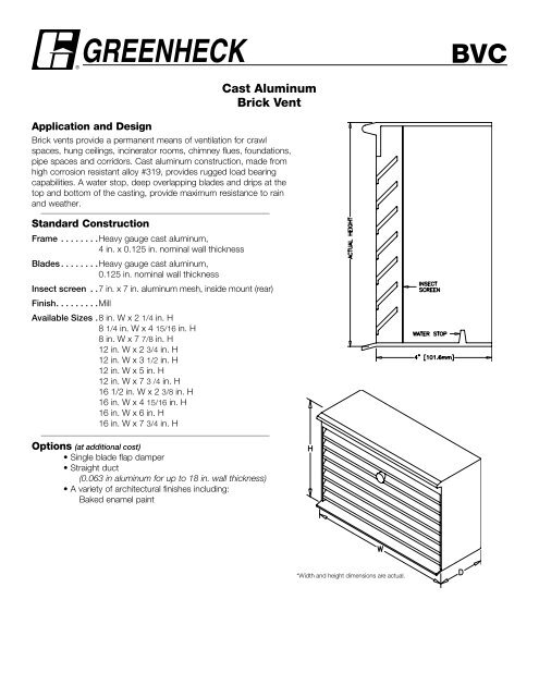 Cast Aluminum Brick Vent - Greenheck