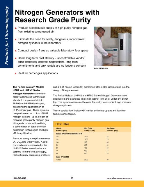 Nitrogen Generators with Research Grade Purity - Parker Balston