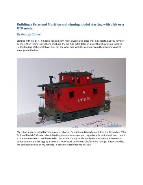 Building a Prize and Merit Award winning model starting with a kit or ...