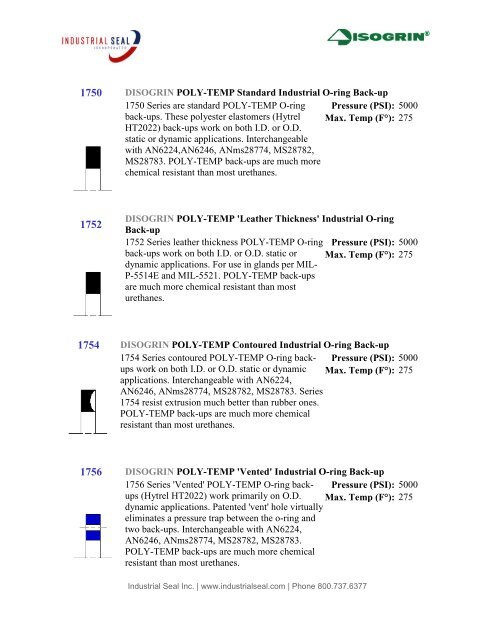 DISOGRIN POLY-TEMP Standard Industrial O-ring Back-up 1750 ...