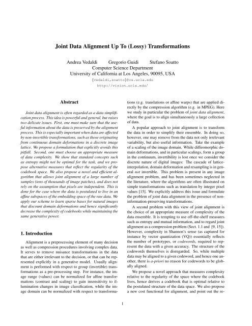 Joint Data Alignment Up To (Lossy ... - UCLA Vision Lab
