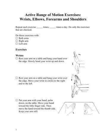 Active Range of Motion Exercises: Wrists / Elbows / Forearms ...