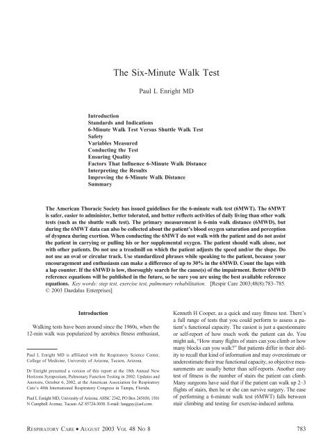 The Six-Minute Walk Test