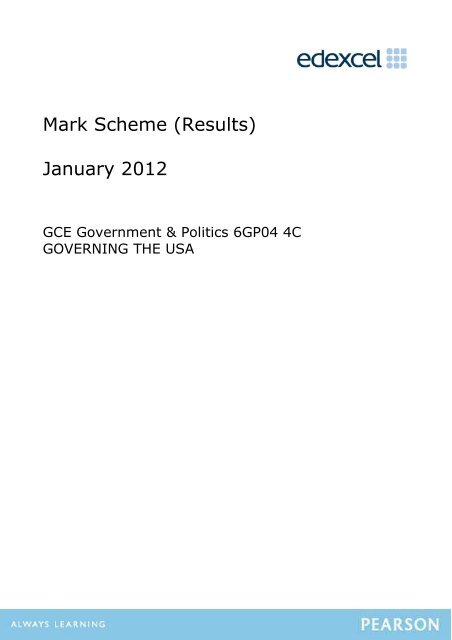 Mark Scheme (Results) January 2012 - Edexcel