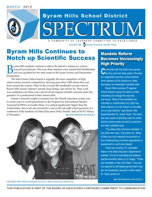 Byram Hills Continues to Notch up Scientific Success