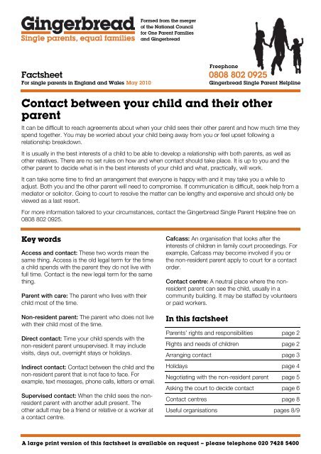 Contact between your child and their other parent - Gingerbread