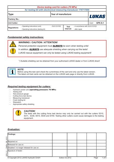 Type CAUTION! Fundamental safety instructions: WARNING ...