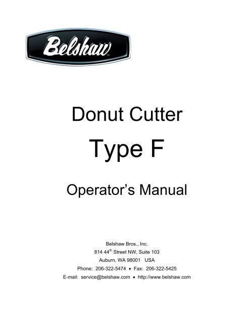 Manual: Type F - Belshaw Adamatic