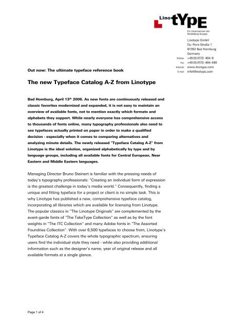 The new Typeface Catalog A-Z from Linotype