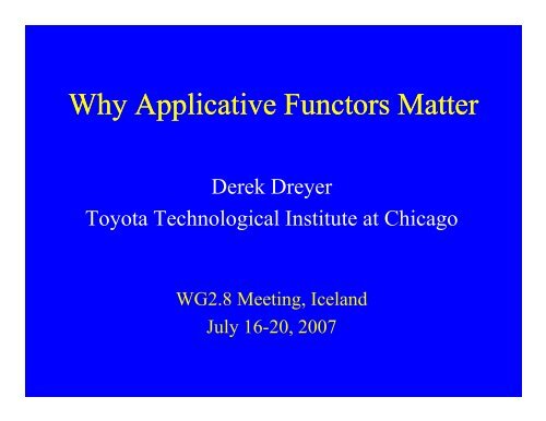 Why Applicative Functors Matter