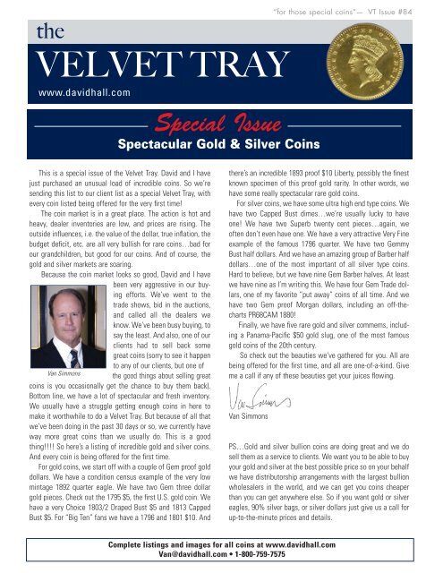 DHRC 4020-01 Velvet Tray #33 - David Hall Rare Coins