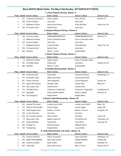 Show #93519 (Brett Clark) - Mark Harrell Horse Shows