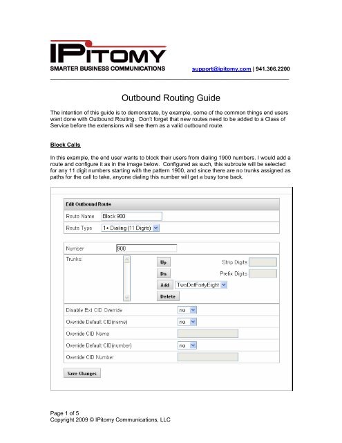 Outbound Routing Guide - IPitomy
