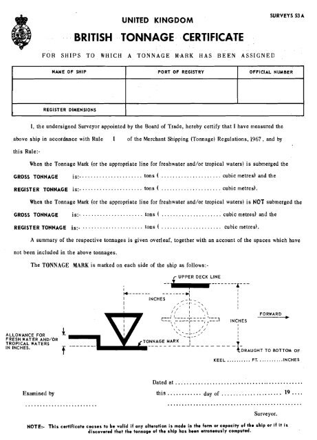 BRITISH TONNAGE·· CERTIFICATE - Waterguard