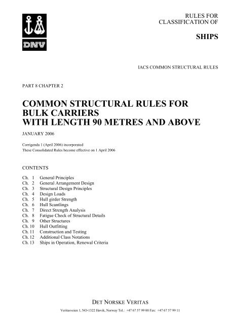 Ship rules Pt.8 Ch.2 - Common Structural Rules for ... - DNV Exchange