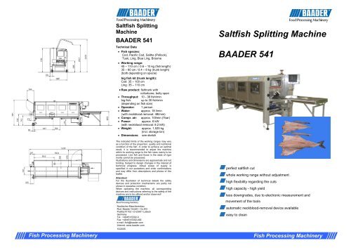 Saltfish Splitting Machine BAADER 541