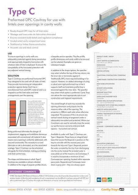 Type C - Cavity Trays