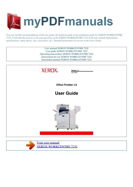 User manual XEROX WORKCENTRE 7232 - MY PDF MANUALS