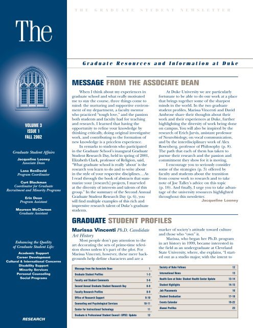 89568 GRIND Nwsltr Fall 'PS - Graduate School - Duke University