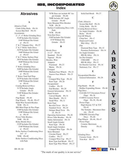 A B R A S I V E S - IBS Incorporated