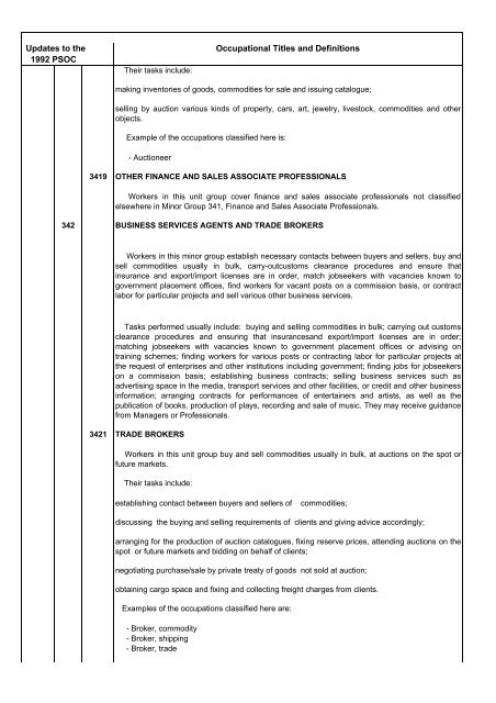 Updates to the Occupation