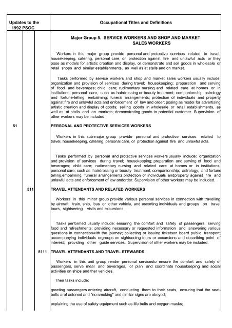 Updates to the Occupation