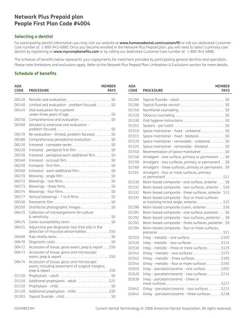 Network Plus Prepaid plan People First Plan Code ... - CompBenefits