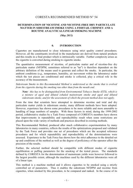 CORESTA RECOMMENDED METHOD N° 54