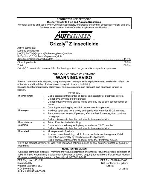 Grizzly Z Insecticide - WinField