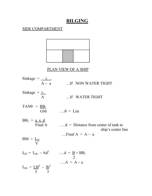 SIDE COMPARTMENT BILGING