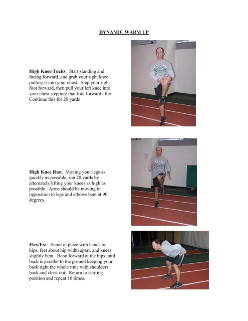 DYNAMIC WARM UP High Knee Tucks: Start standing and facing ...