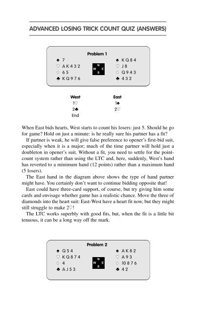 ADVANCED LOSING TRICK COUNT QUIZ (ANSWERS) - Mr Bridge