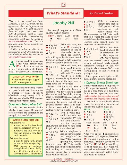 What's Standard? Jacoby 2NT - Better Bridge