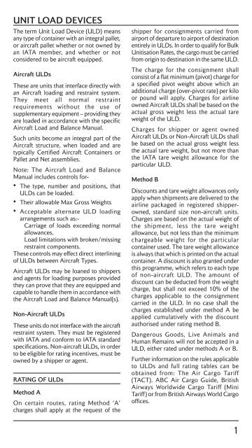 UNIT LOAD DEVICES - British Airways World Cargo