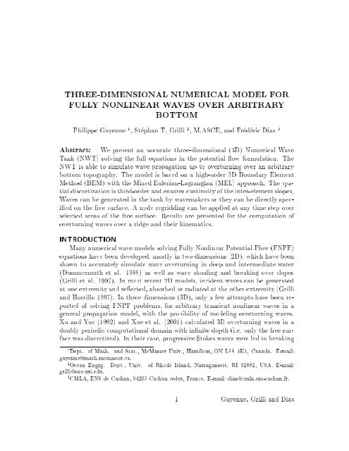 Three-dimensional numerical model for fully nonlinear waves
