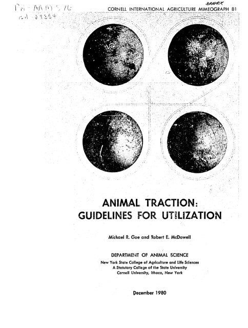 ANIMAL TRACTION: GUIDELINES FOR UTILIZATION